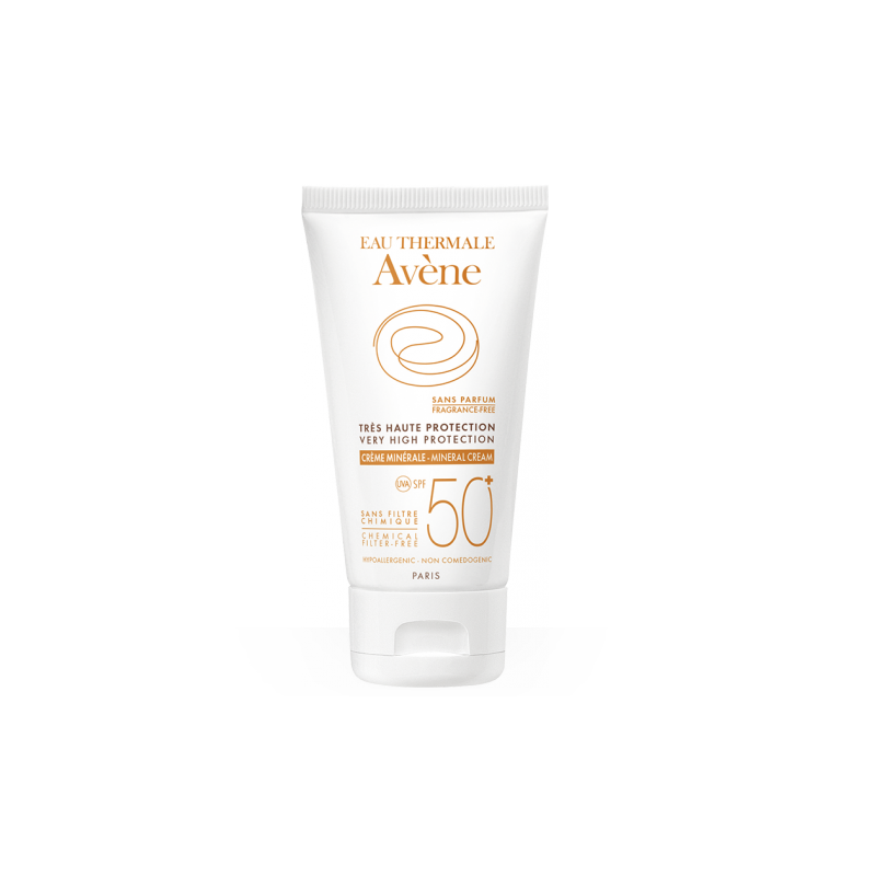 Avene Solar Crema Filtro Físico SPF 50, 50ml. Muy Resistente al agua