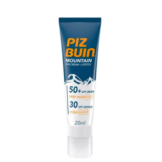 Pizbuin Mountain Crema Solar FPS 50+ + Stick Labial FPS 30 Pack Solar